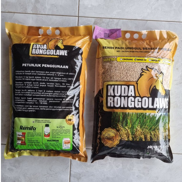 Jual Benih Padi Unggul Varietas Inpari 32 Premium Kuda Ronggolawe isi 5 ...