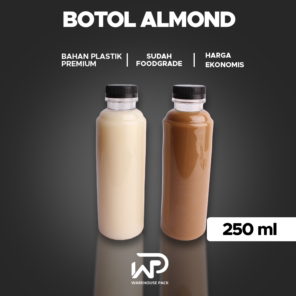 Jual Botol Almond Plastik Satuan 250 ml | Botol Minuman Kemasan Satuan ...