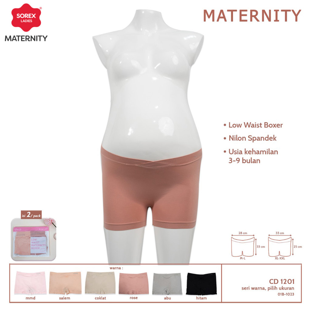 Jual ( 2 Pcs ) Sorex Celana Dalam Wanita Hamil Low Waist Boxer Maternity Panty CD 1201 | Shopee ...