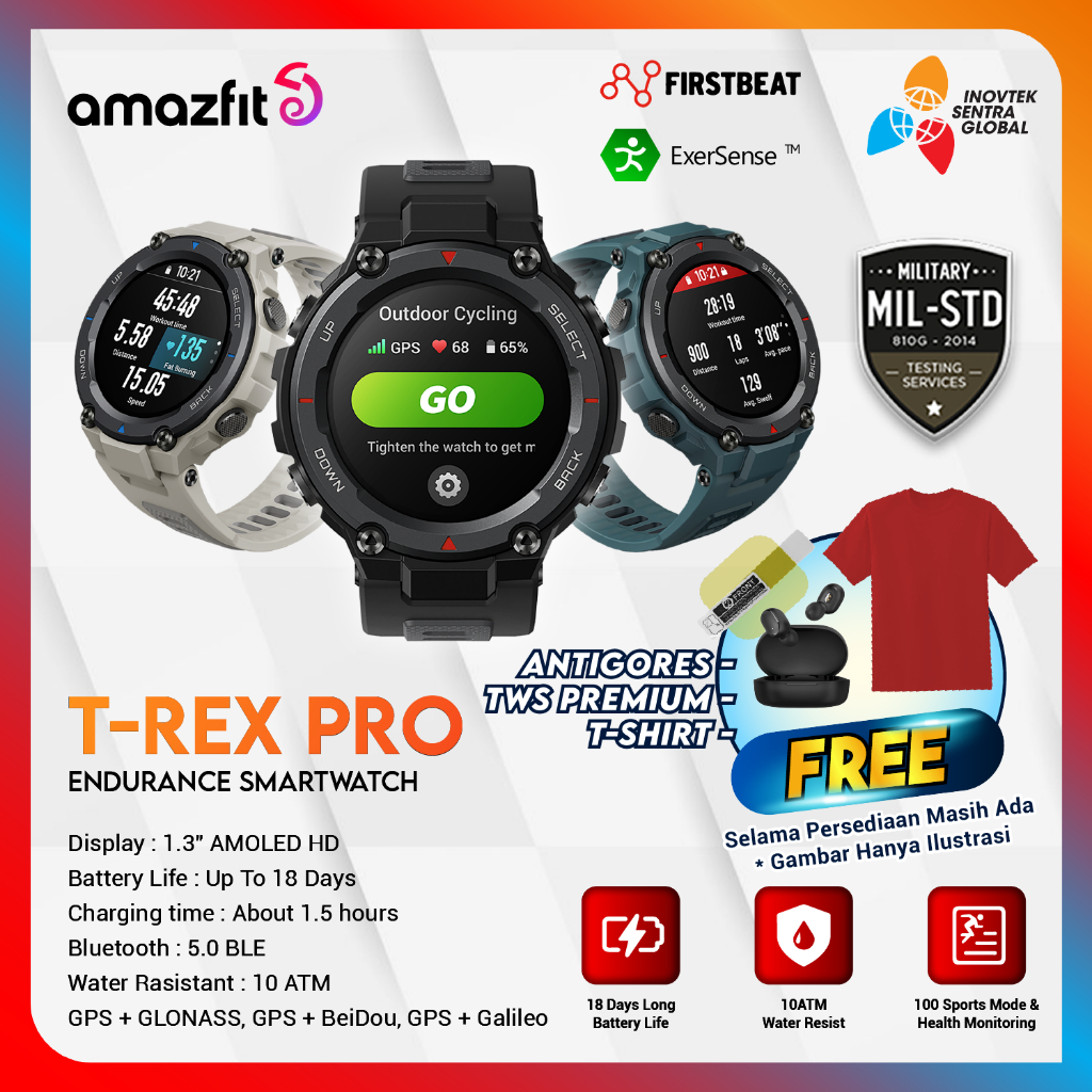Jual Amazfit T-Rex Pro Smartwatch Military Grade - Garansi Resmi | Shopee Indonesia