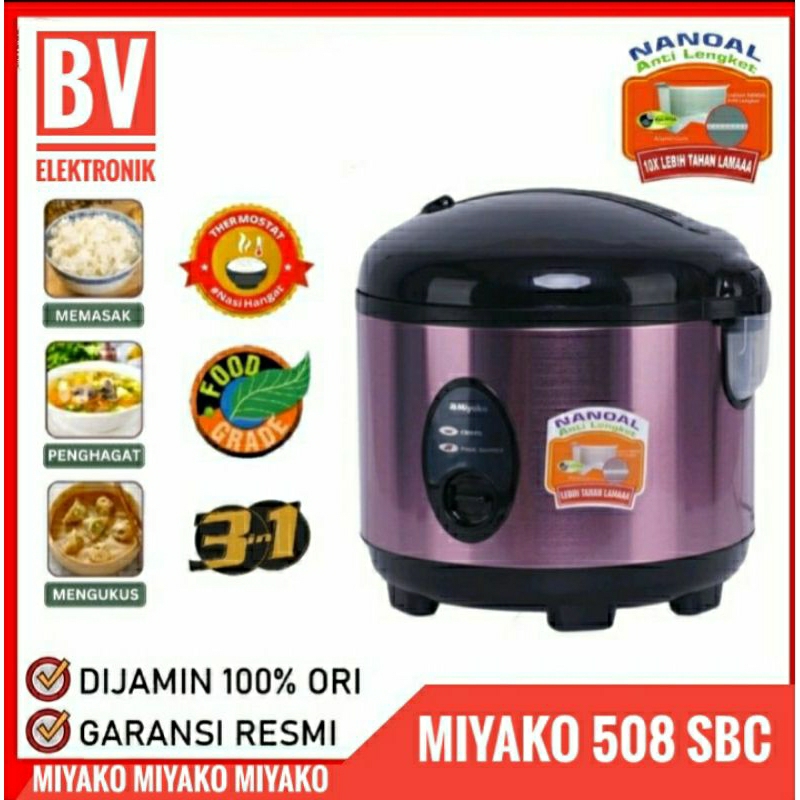 Jual Rice cooker Miyako MCM 508 SBC. Magic Com Miyako 1.8L. penanak ...
