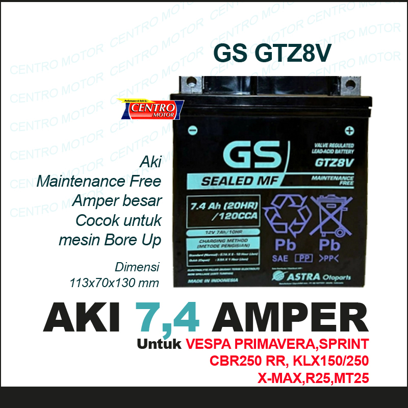 Jual GS GTZ8V.Aki CBR250RR,Vespa 4Tak,R25/MT25.Aki Amper besar 7,4,Aki ...