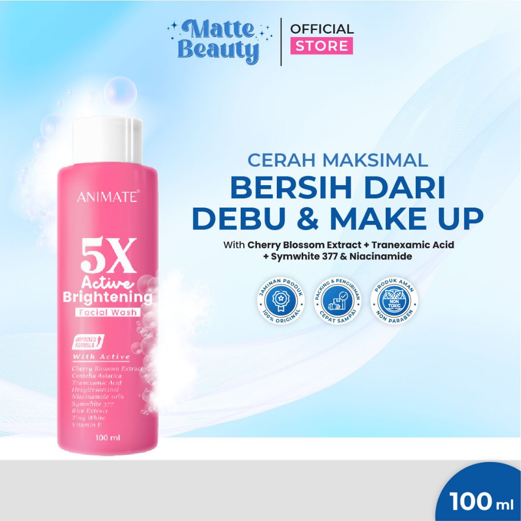 Jual Animate 5x Active Brightening Facial Wash 100 ml | Shopee Indonesia