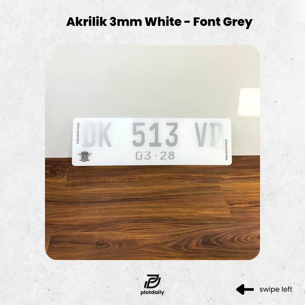 Jual Plat Akrilik 3mm Dasar Putih - Font Grey By Platdaily | Shopee ...