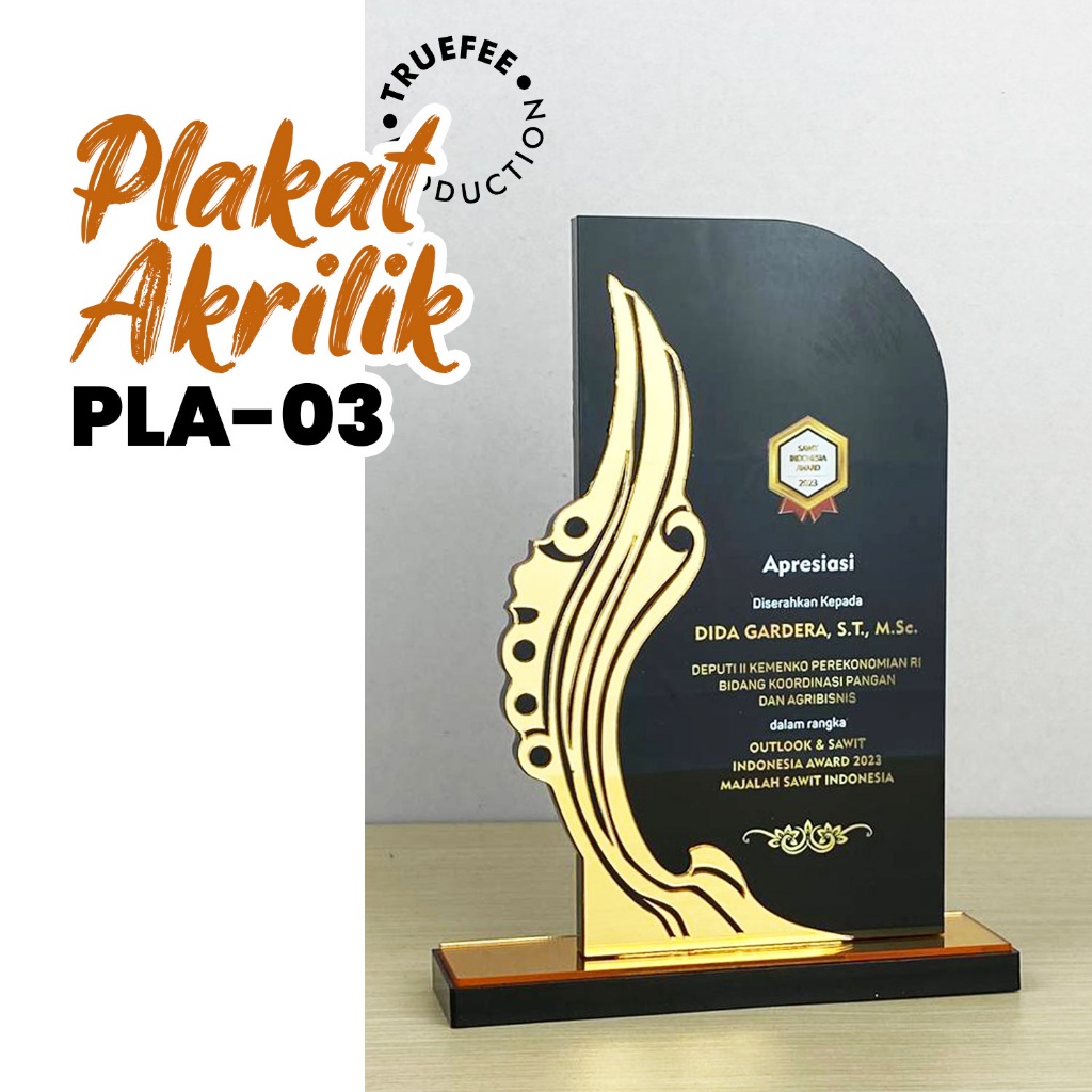 Jual PLAKAT AKRILIK HITAM EMAS GOLD PLA-03 KUJANG CUSTOM LOGO DAN ...