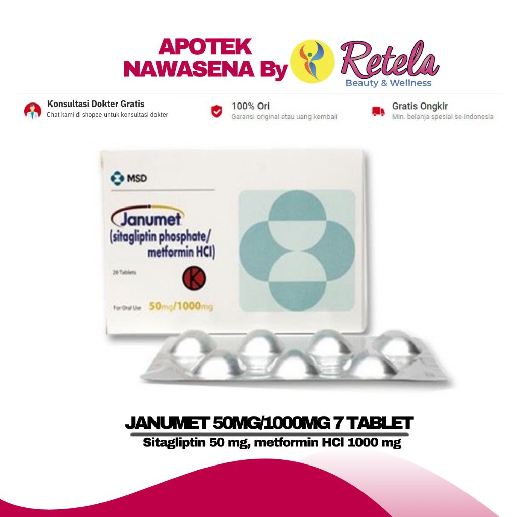 Jual Janumet 50mg 1000mg 1 Blister 7 Tablet Sitagliptin 50 Mg