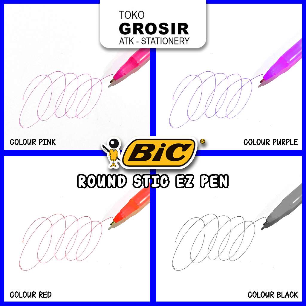 Jual BIC Round Stic EZ Pen / Ballpoint Merk BIC - 0.7mm | Shopee Indonesia
