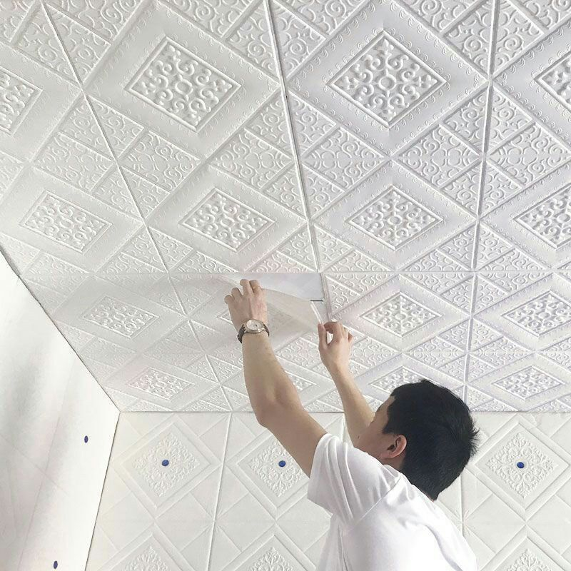 Jual Wallpaper Dinding 3D Foam Atap Plafon Kamar Tidur Aesthetic Ruang ...