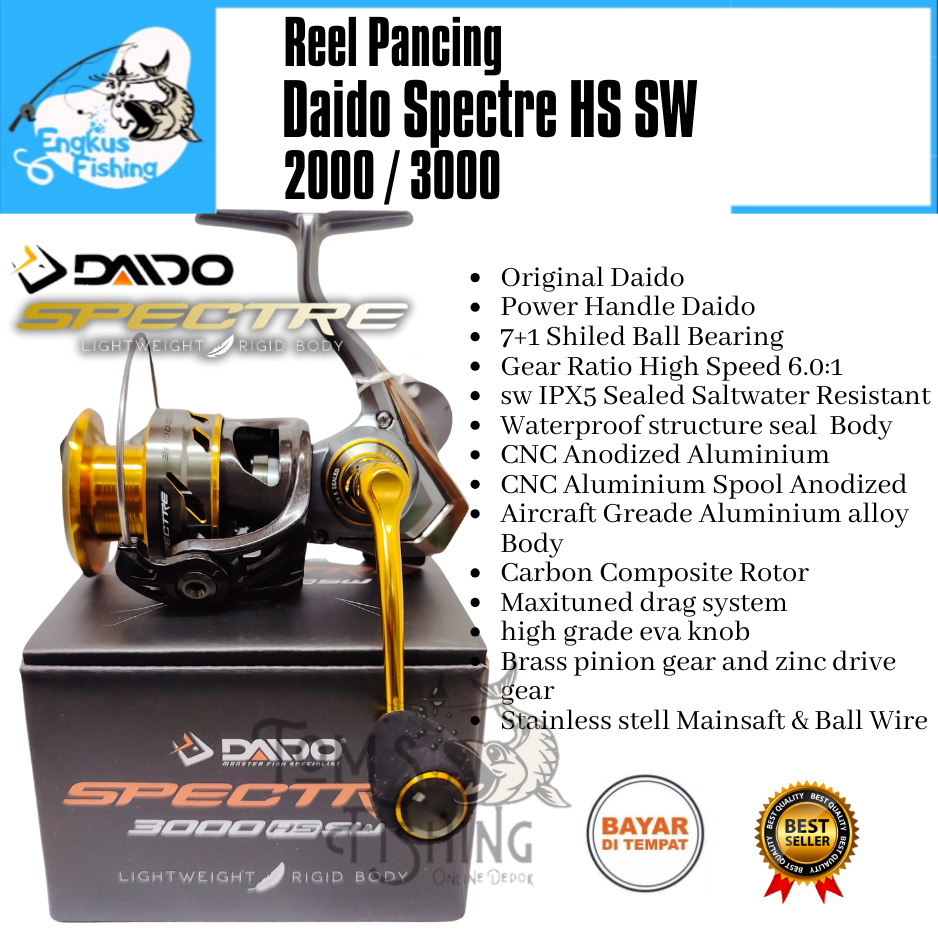 Jual Reel pancing Daido Spectre HS SW 2000 - 4000 6.0:1 (7+1 Bearing ...