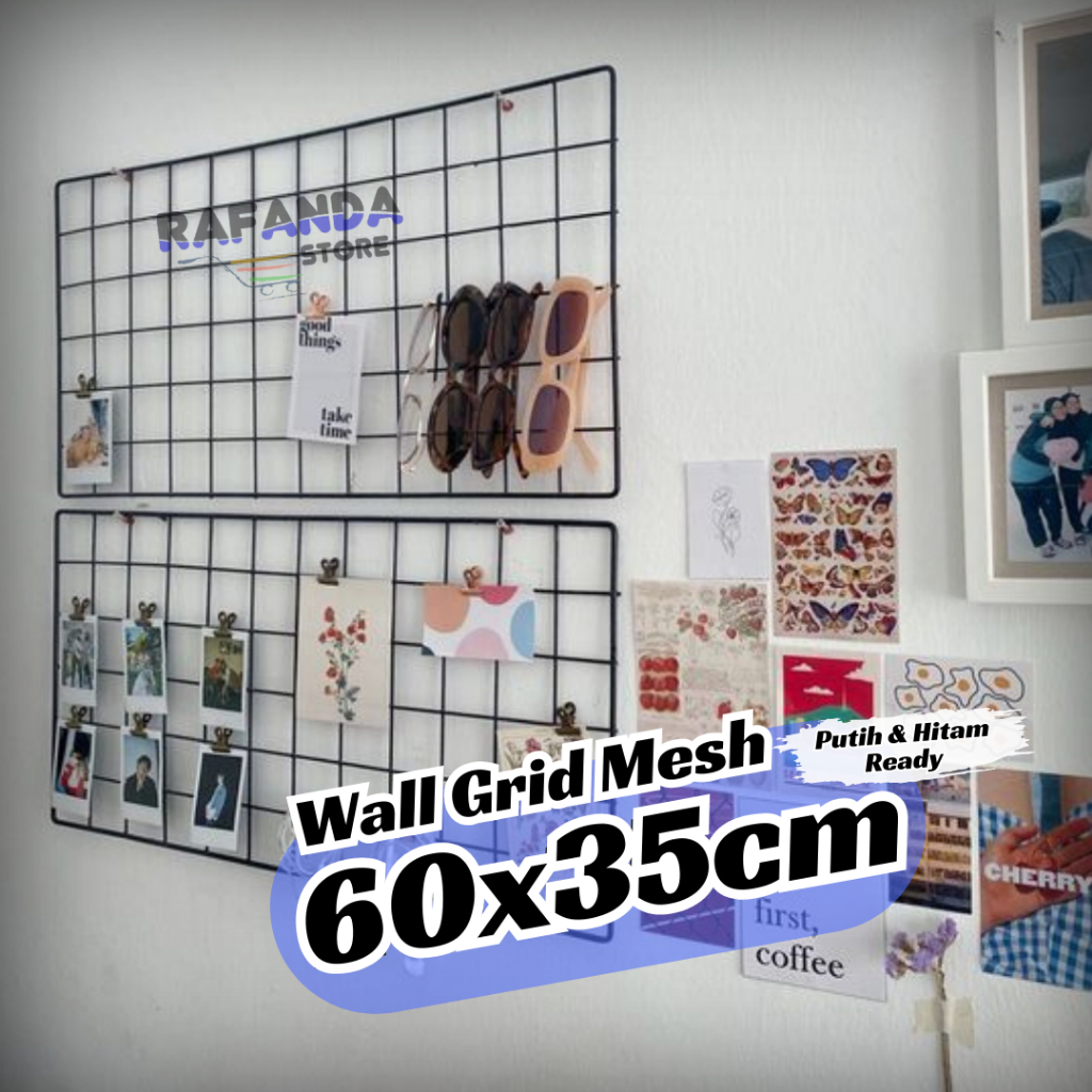 Jual Ram dinding 60x35cm gantungan dekorasi foto polaroid wire grid wal ...