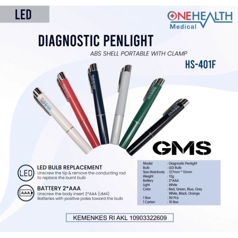 Jual Penlight LED Onehealth Cahaya Putih Senter Medis | Shopee Indonesia