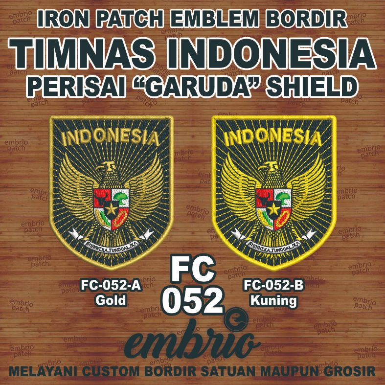 Jual FC-052 Patch timnas indonesia emblem bordir logo jersey timnas ...