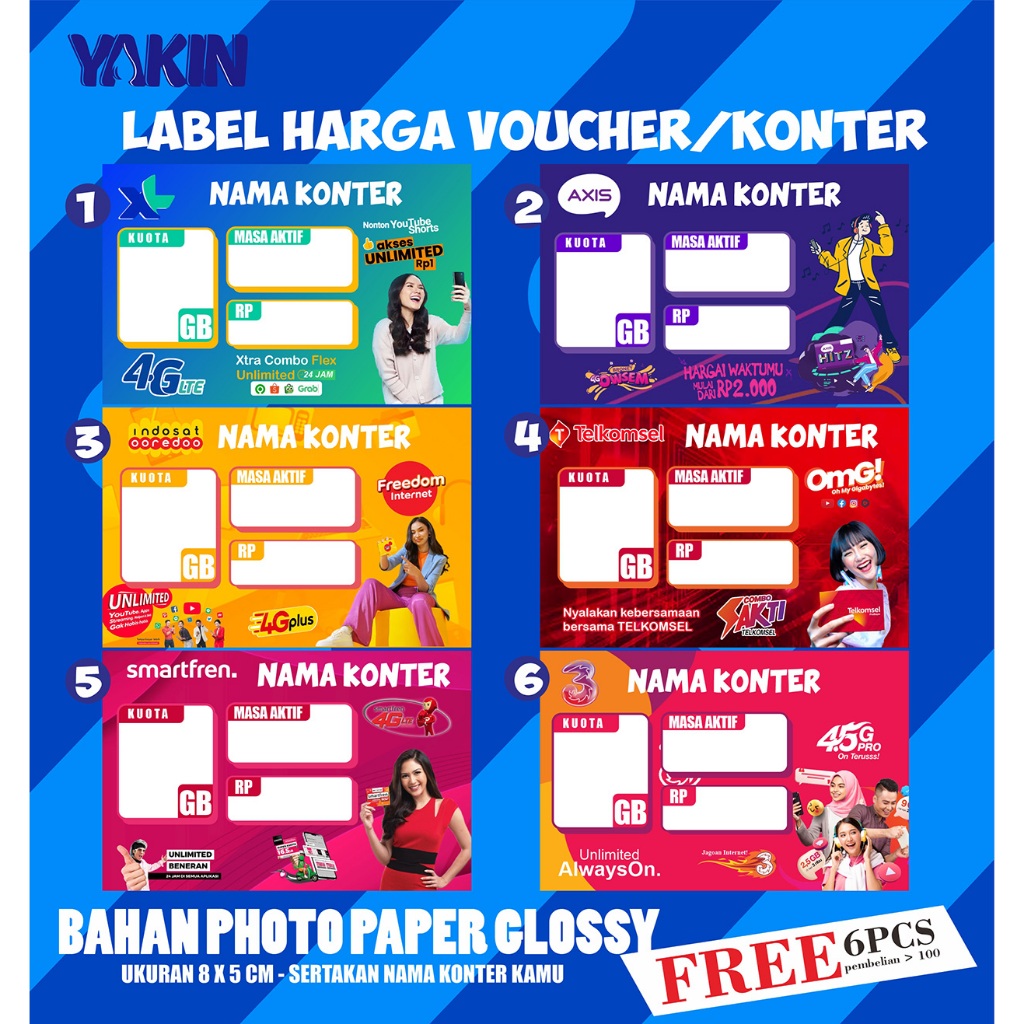 Jual Model 3 Cetak Label Harga Paket Data / Etalase Konter Murah ...