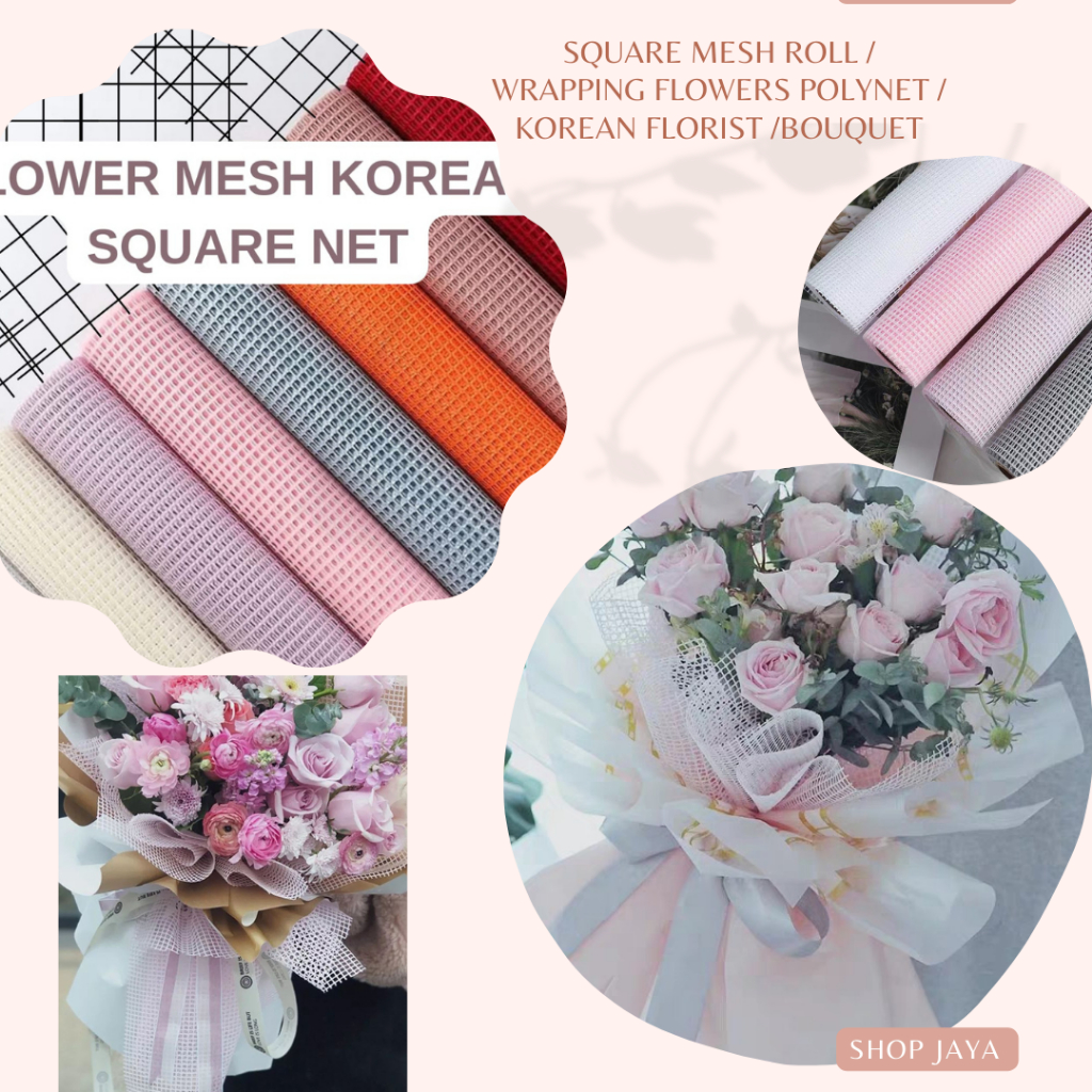 Jual ROLL FLOWER MESH KOREAN SQUARE NET Korean Jaring2 Net Roll JARING ...