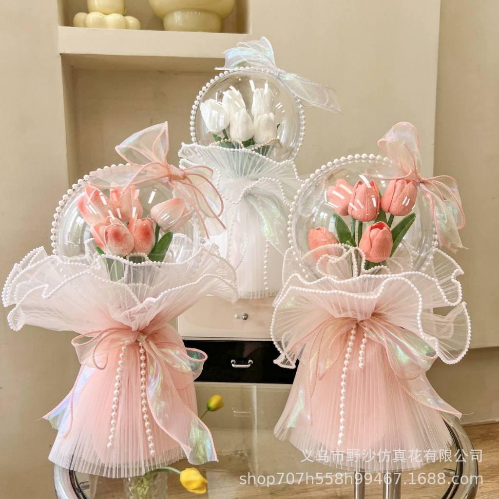 Jual SET RANGKAI BUNGA TULIP BALON AKRILIK/ BUCKET TULIP PREMIUM/ IDE ...