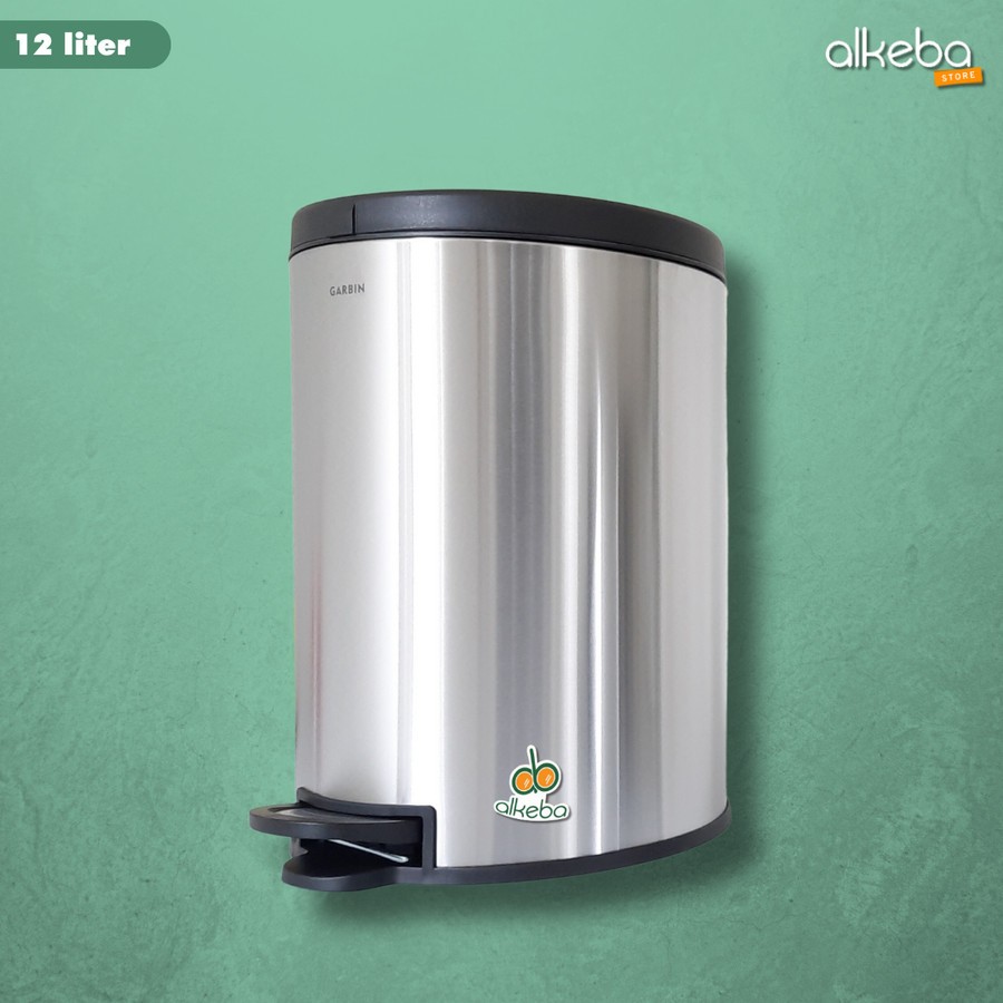 Jual GARBIN Tempat sampah Stainless 12 Liter Tutup Standar Injak Pedal Dust bin | Shopee Indonesia