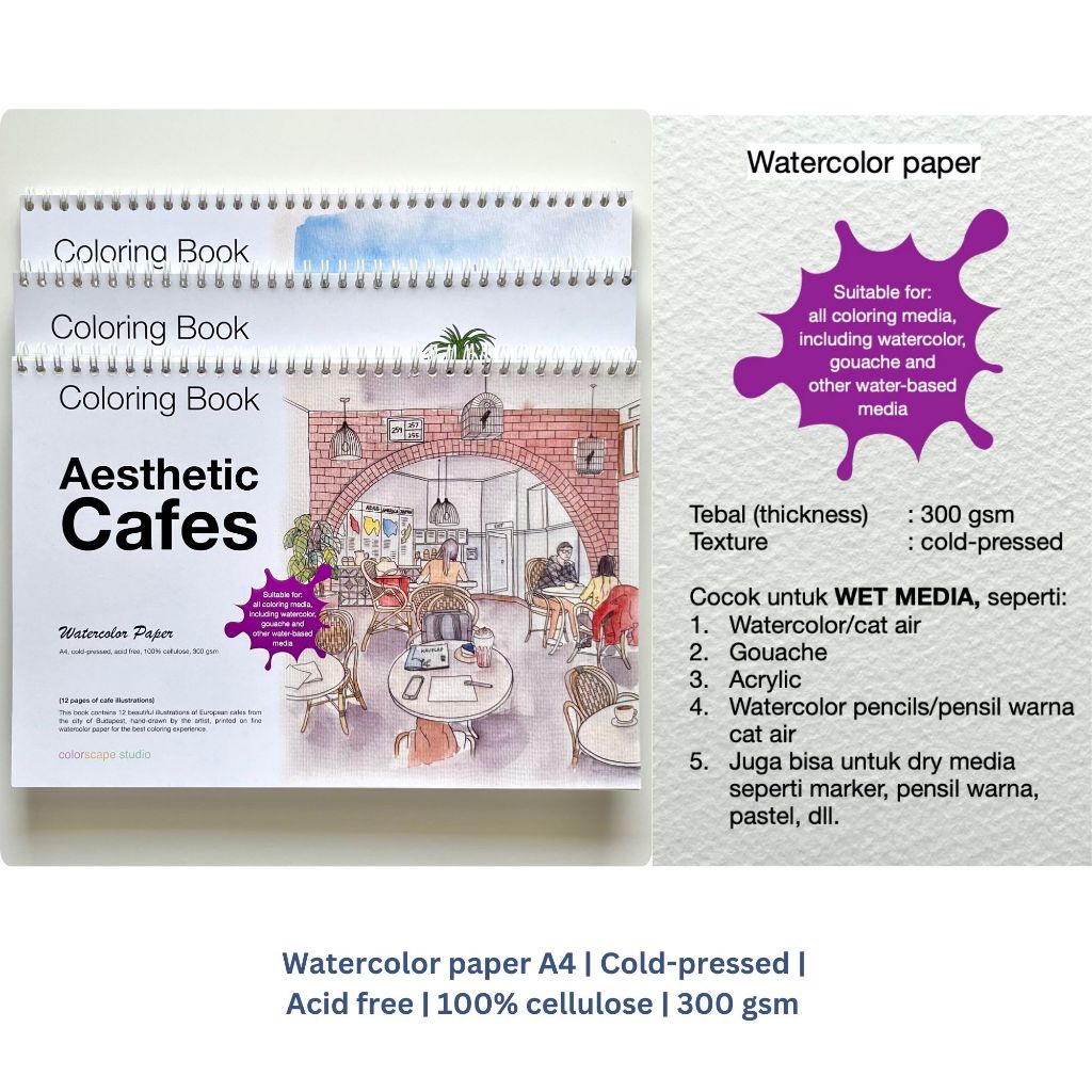 Jual Colorscape Watercolor & Mixed Media Coloring Book - Aesthetic ...