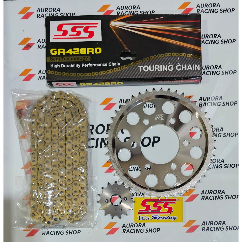 Jual GEAR SET SSS CBR 150 R K45N / K45R / CB 150 X ( BAUT 6 ) & RANTAI SSS 428 RO ORING GOLD ...