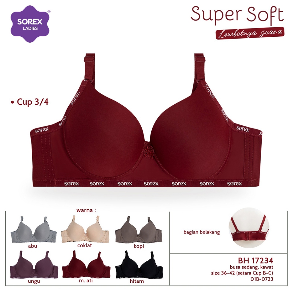 Jual Sorex Bra Busa Sedang Kawat Kait 3 Setara Cup B-C Super Soft Cup 3 ...