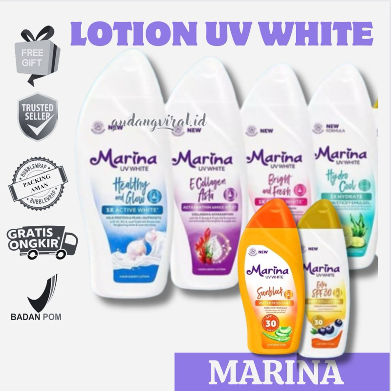 Jual *GV* MARINA UV WHITE BODY LOTION HEALTHY & GLOW BRIGHT AND FRESH ...