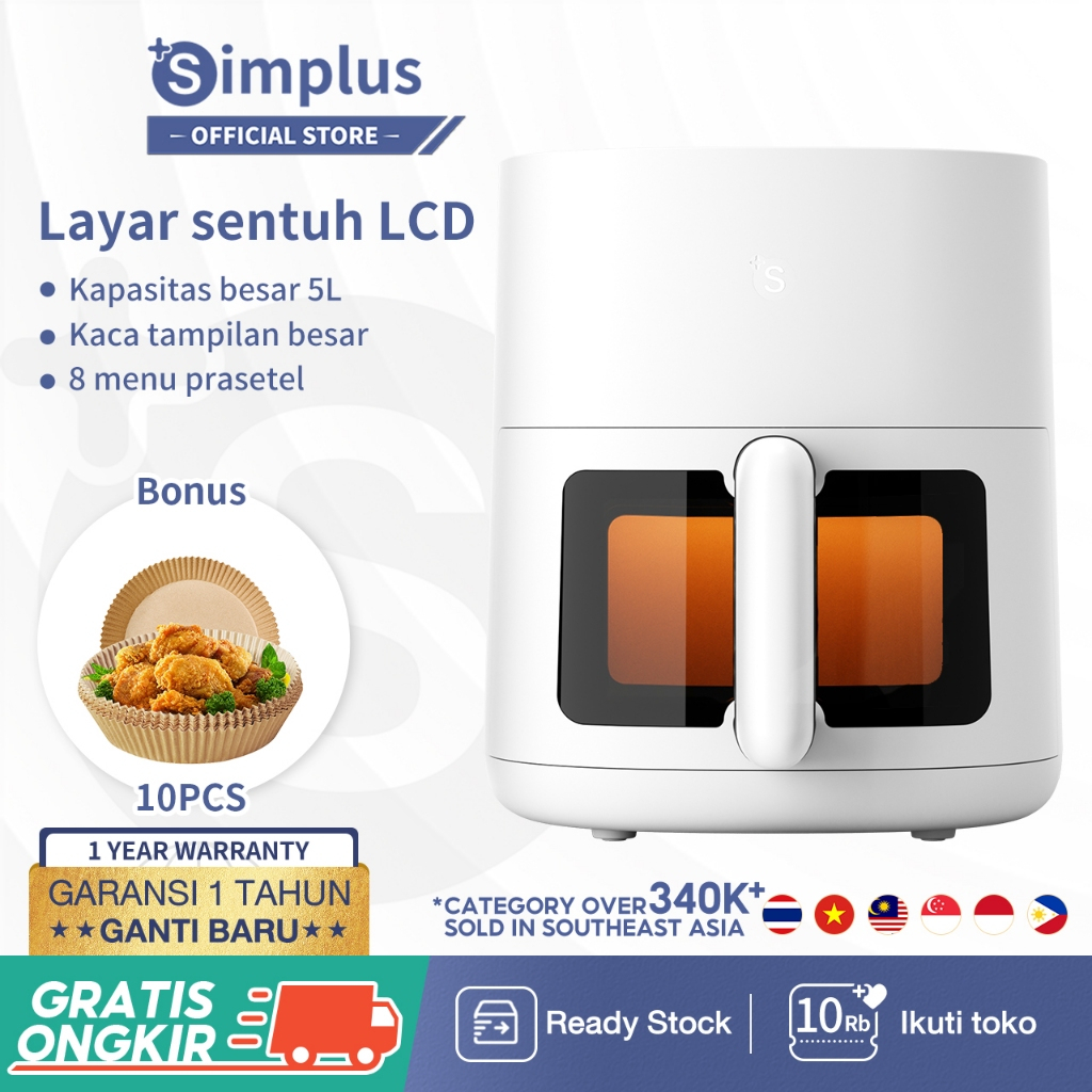 Jual Simplus Air Fryer 5L Kaca Tampilan Kapasitas Besar Model Sentuh penggunaan Multifungsi Gen ...