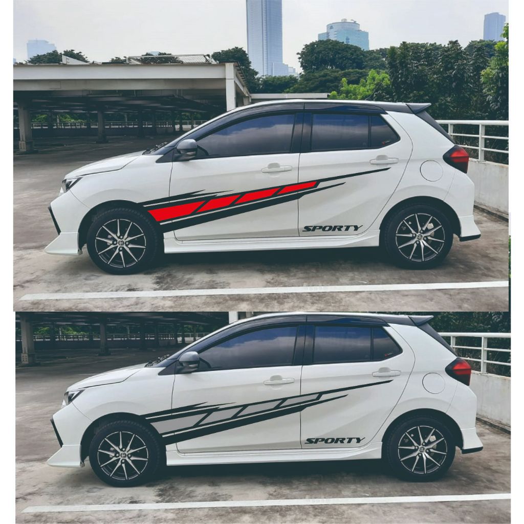 Jual Stiker Mobil Agya putih hitam Lis Ayla Keren Minimalis terbaru ...