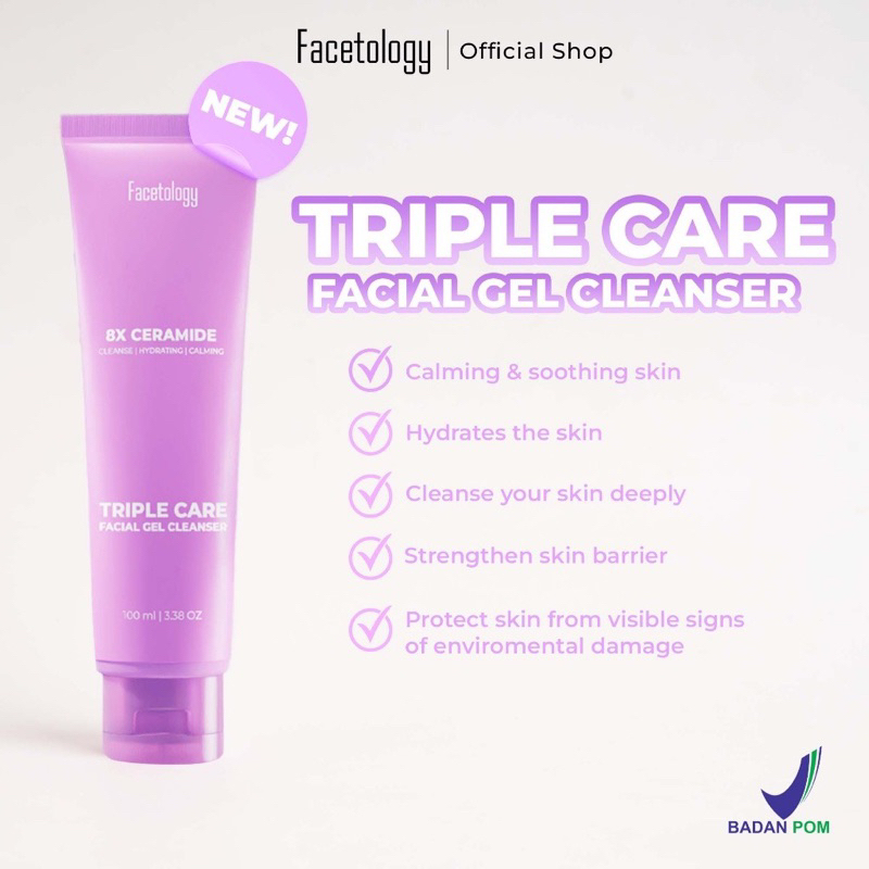 Jual Facetology triple care facial gel cleanser facewash facial wash ...