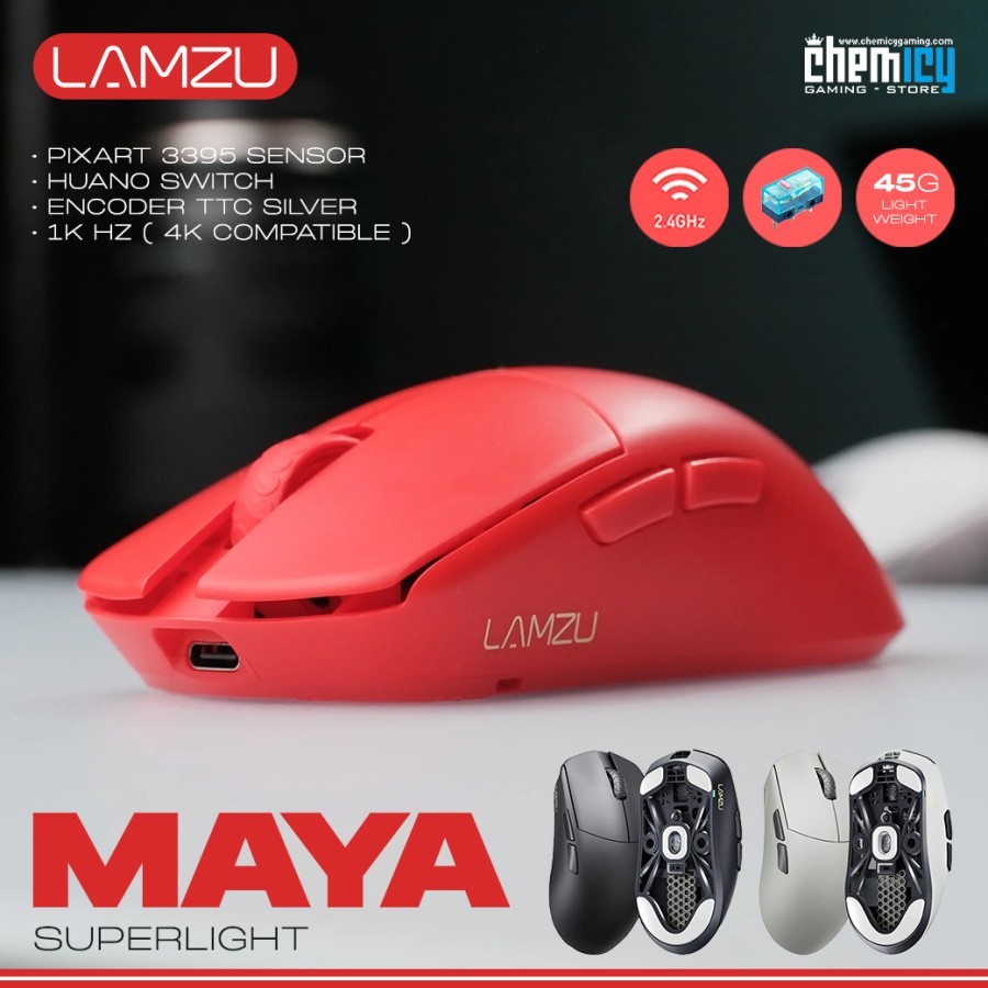 Jual Lamzu Maya Ultra-Lightweight Wireless Gaming Mouse | Shopee Indonesia