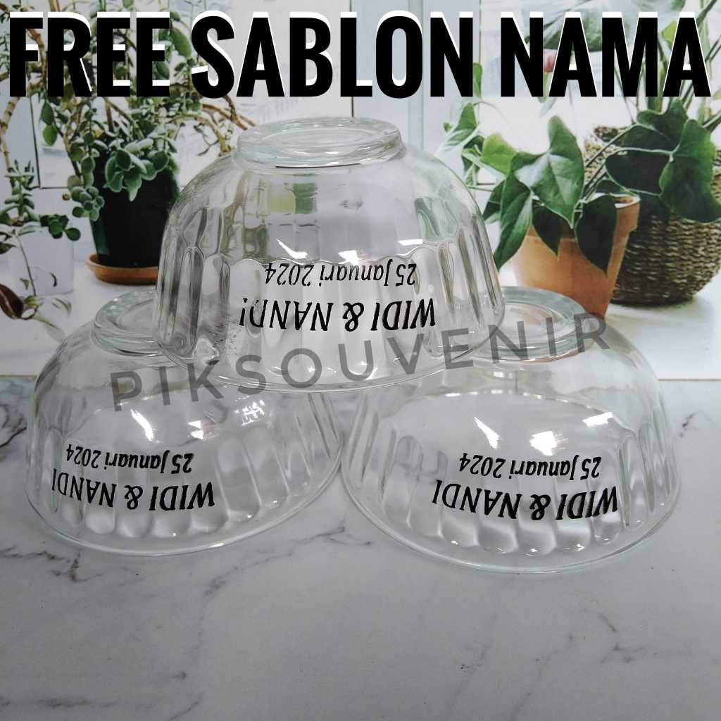 Jual souvenir mangkok garis bulat kaca kemas box GRATIS SABLON NAMA ...