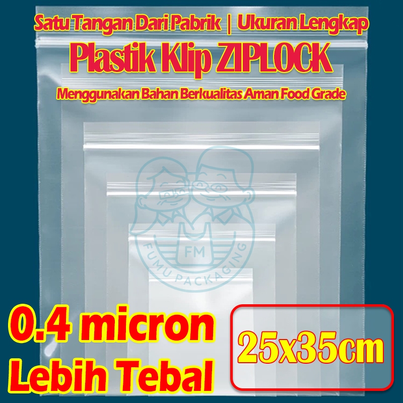 Jual Plastik Klip Zip Lock Bening Packing Makanan Isi 100pcs 25x35cm ...