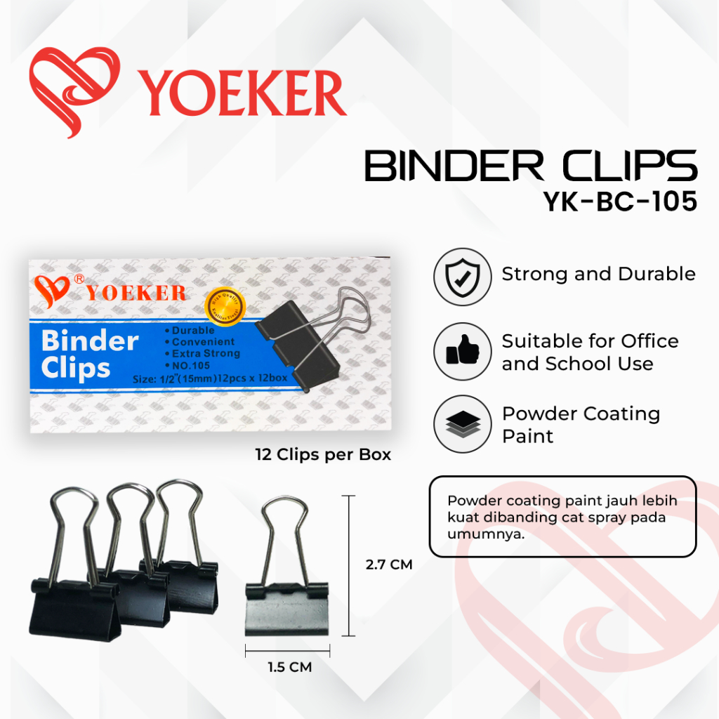 Jual (1BOX) Binder Clip Penjepit Kertas 105 Yoeker | Shopee Indonesia