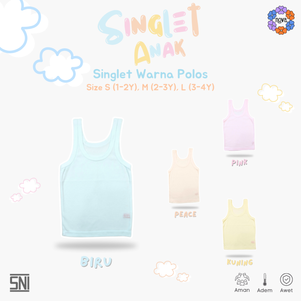 Jual NOVA Singlet Anak - Singlet Warna Polos 1-4 Th (1 Pcs) | Shopee ...