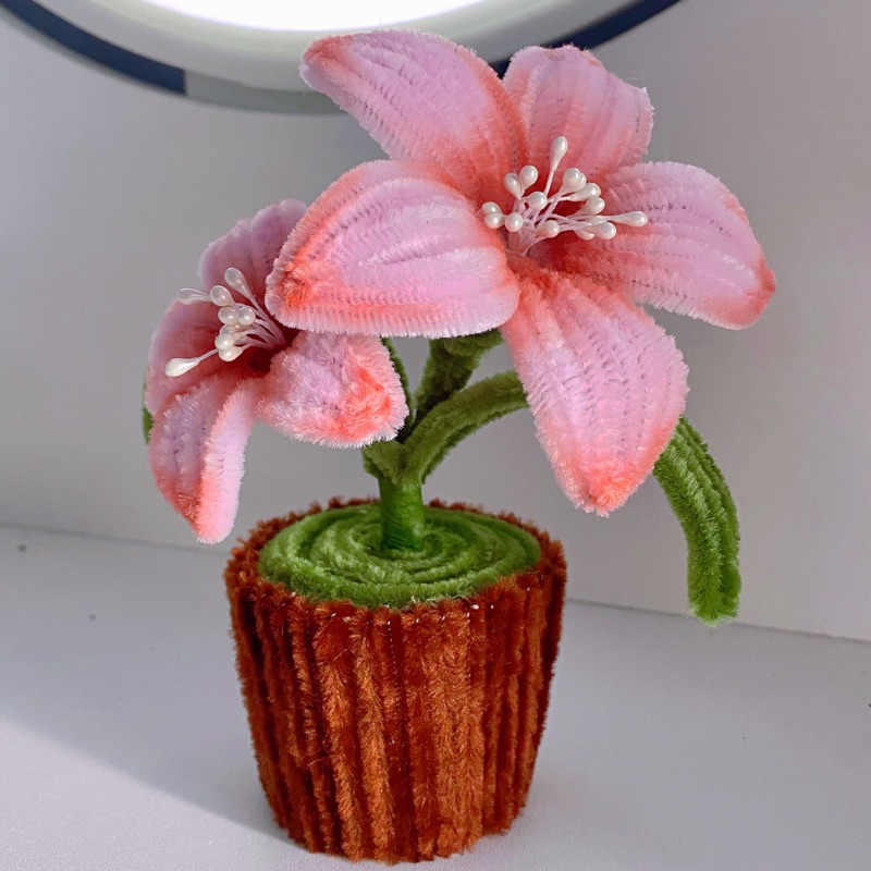 Jual Bunga Kawat Bulu Pot | Lily Pipe Cleaner Flower in Pot | Shopee ...