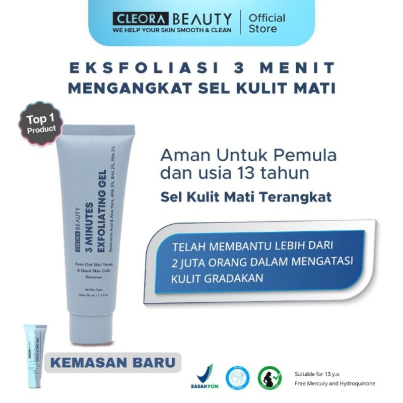 Jual CLEORA 3 MINUTES EXFOLIATING GEL 50gr WITH AHA BHA - Exfoliasi ...