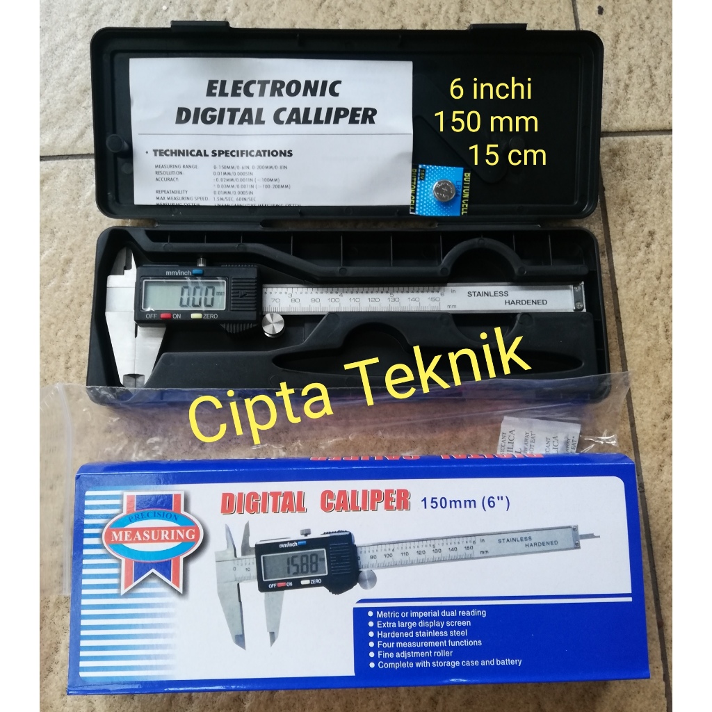 Jual Sigmat Jangka Sorong Vernier Caliper Digital RRC 150mm 6 inchi | Shopee Indonesia