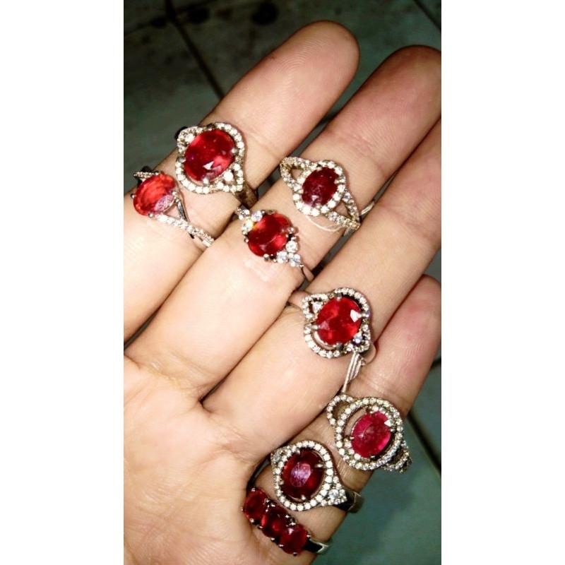 Jual perk asli 925 batu natural rubi (corundum) pegeun blod batu ...