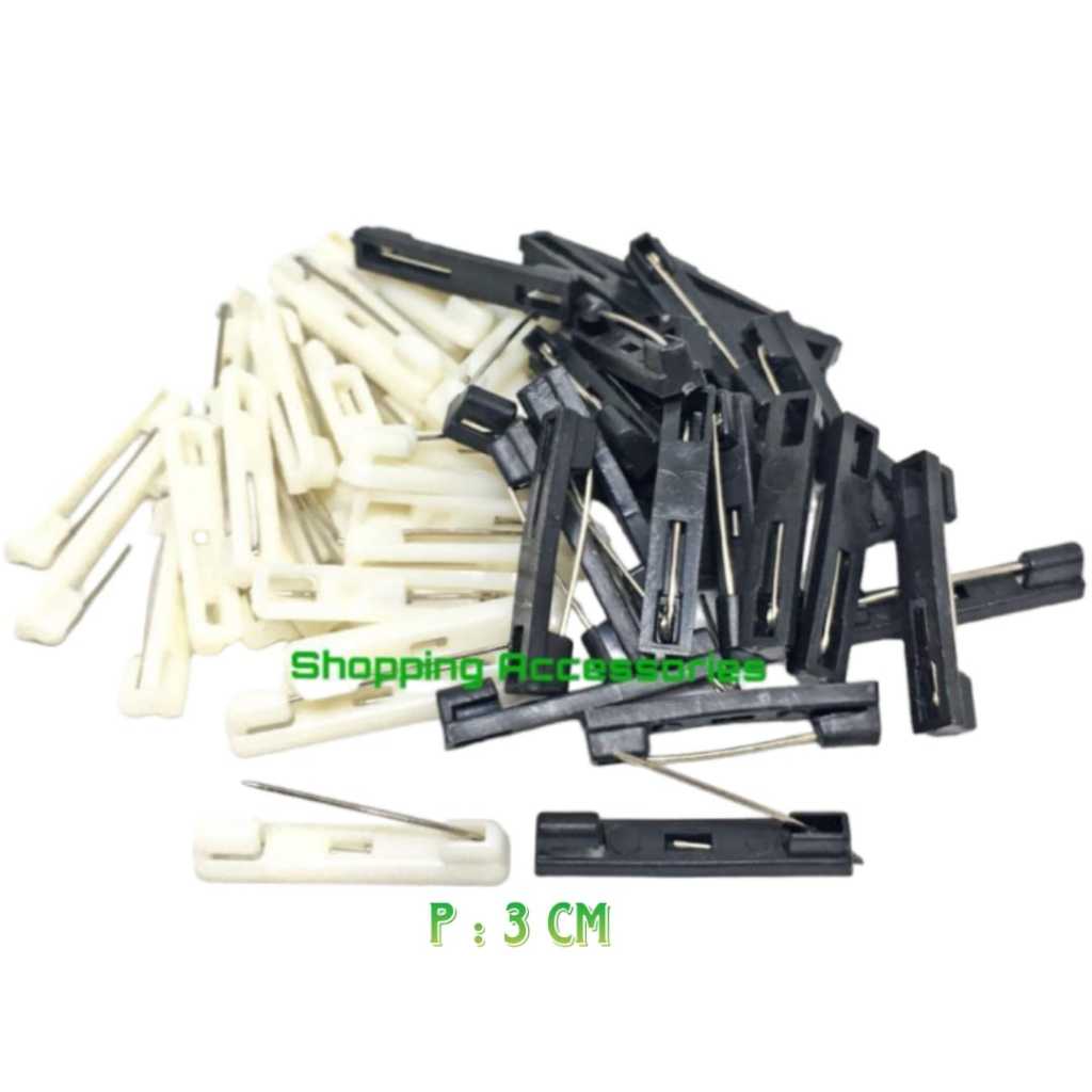 Jual Peniti name tag plastik 1 1/4INCH (3,2cm) putih dan Hitam isi ...