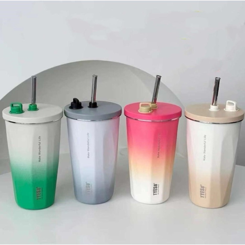 Jual Tumbler Tyeso tumblr stainless steel kopi teh tahan panas dingin 600ml dengan sedotan ...