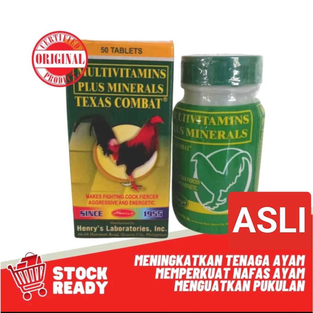 Jual TEXAS COMBAT TABLET MULTIVITAMIN MINERAL AYAM MENIGKATKAN TENAGA ...