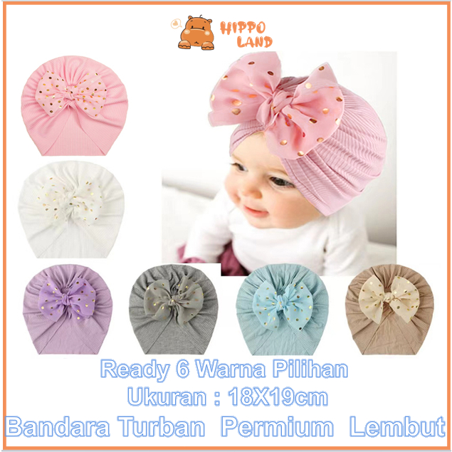 Jual HIPPO LAND Turban Anak Bayi Import Polos Aksen Bunga 401 | Shopee ...