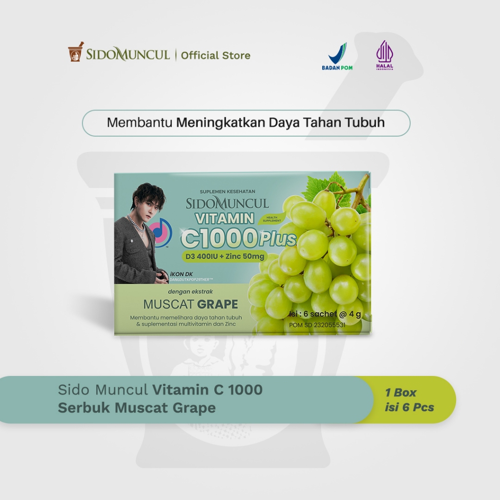 Jual Sido Muncul Vitamin C 1000 Plus D3 400 IU + Zinc 50mg Anggur ...