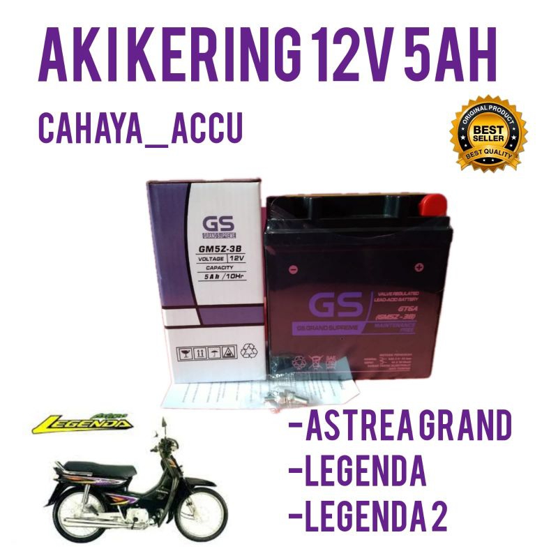 Jual Aki motor astrea grand, legenda aki gs grand supreme gm5z-3b aki ...