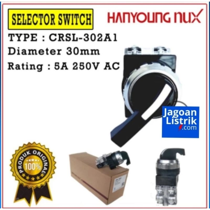 Jual Selector Switch 2 Posisi 30mm CRSL-302A1 Hanyoung Nux Selektor ...