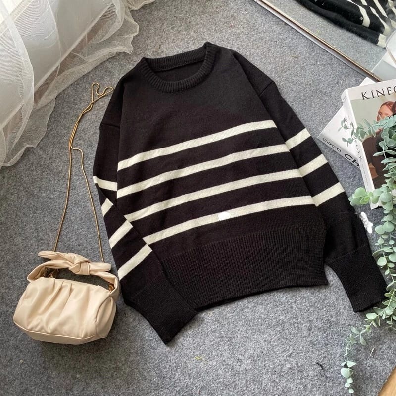 Jual SWEATER RAJUT MOTIF GARIS CIMI BAHAN TEBAL BELAH SAMPING ATASAN ...