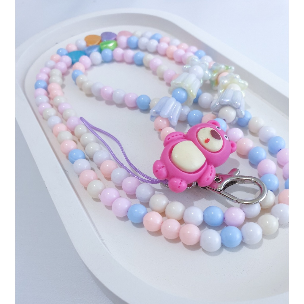 Jual Lanyard Pastel Sanrio / tali id card manik pastel sanrio / lanyard ...