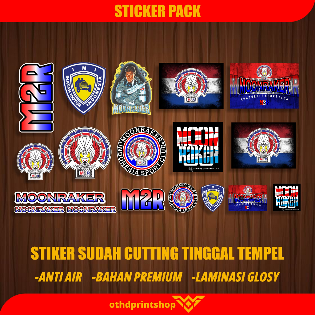 Jual Stiker pack Moonraker sticker m2r Bahan Vinil Tahan Air Waterproof ...