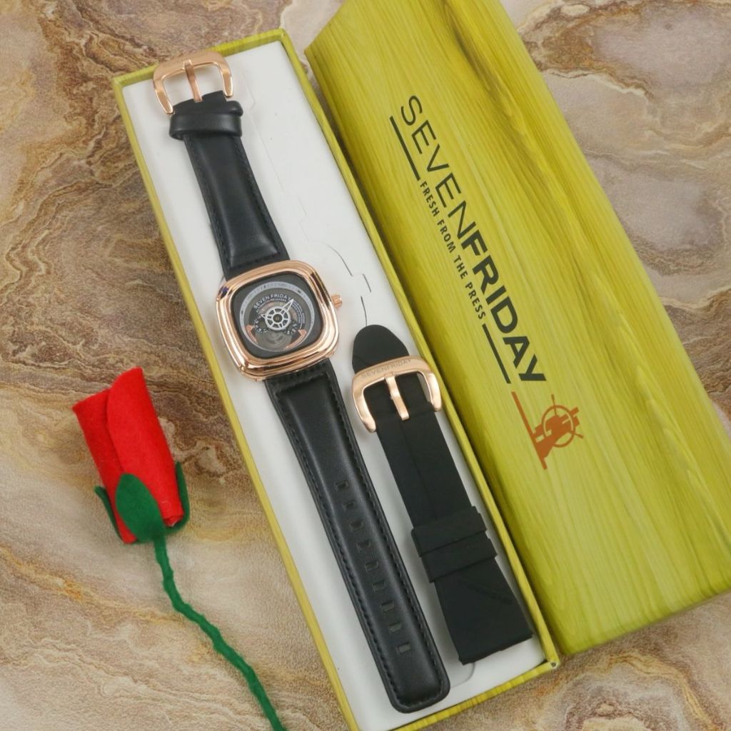 Jual ( BISA COD ) Jam Tangan Wanita SEVEN FRIDAY Kulit Dapat 2 TALI ...