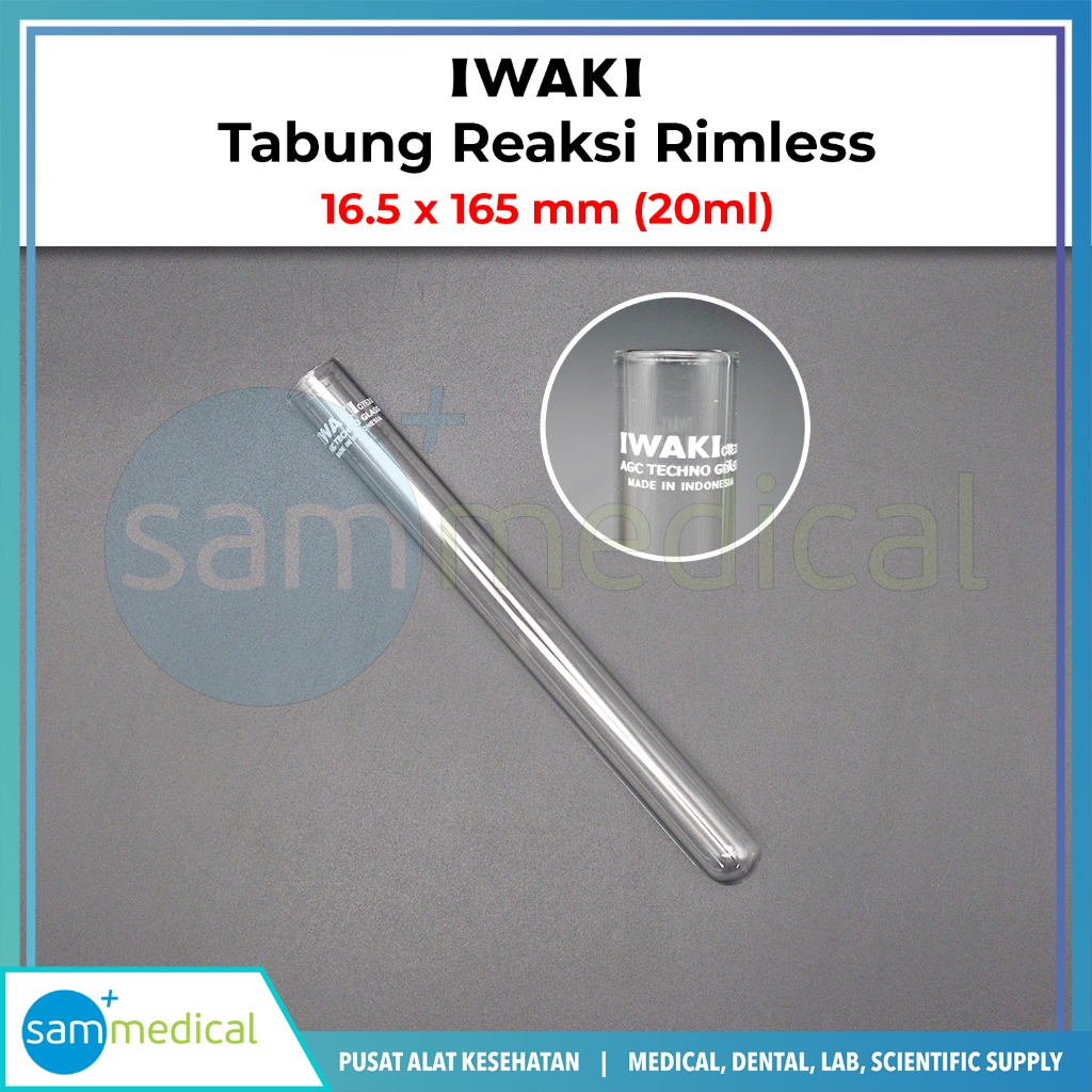 Jual Iwaki Tabung Reaksi Rimless 16.5x165mm (20ml) | Shopee Indonesia