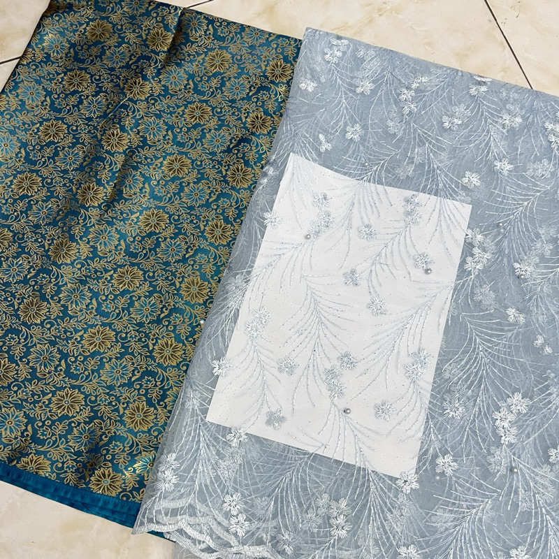 Jual KAIN SET TILE MUTIARA DAN SONGKET (BIRU) | Shopee Indonesia