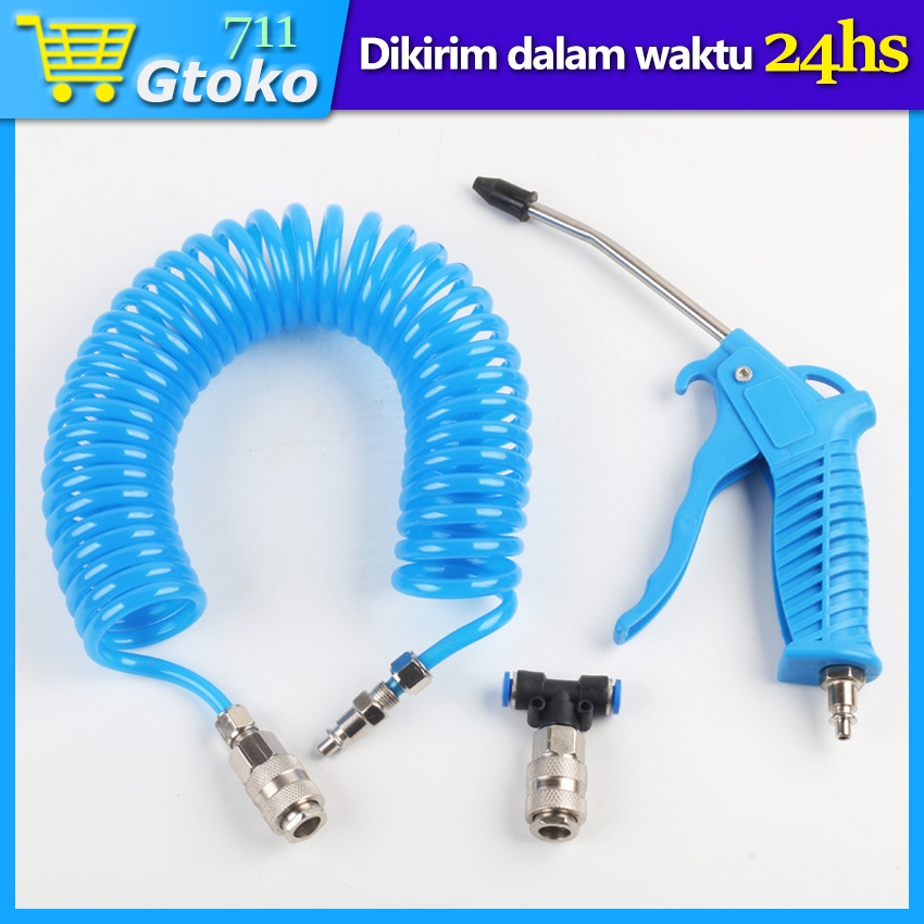 Jual Paket Selang Spiral Kompresor Angin Recoil Hose 5 Meter + Air Duster Blow Gun | Shopee ...